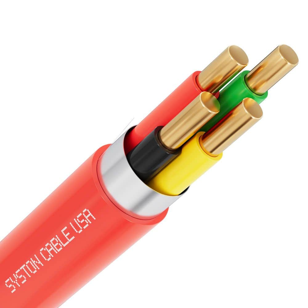 Syston Cable Technology 20 ft. 14/4 Red FPLP/CL3P Shielded Bare Copper ...