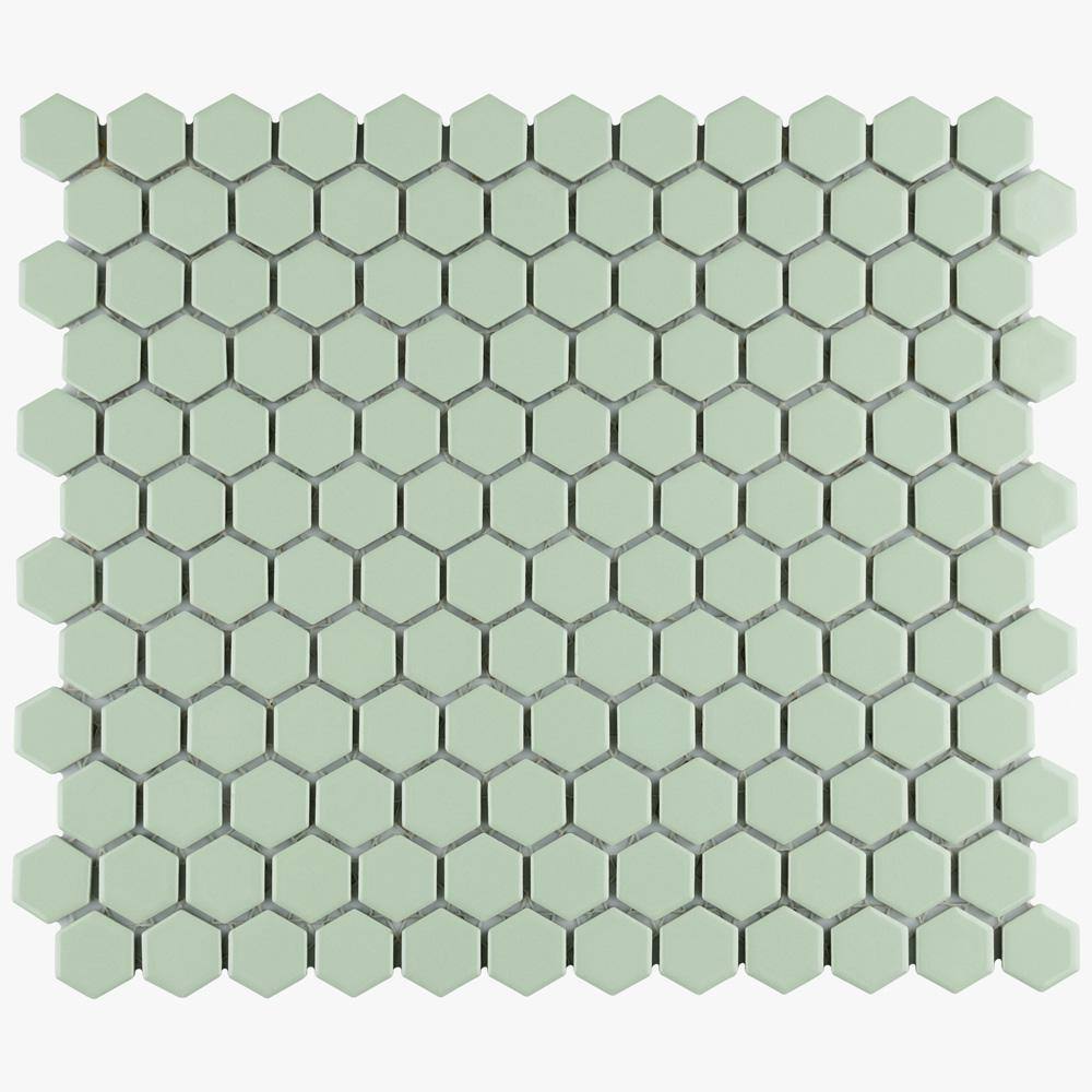 Merola Tile Metro 1 in. Hex Glossy Mint 6 in. x 6 in. Porcelain Mosaic ...