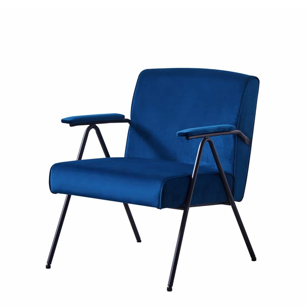 ATHMILE Blue Sofa Arm Chair with Black Metal Frame (Set of 1) GZ ...
