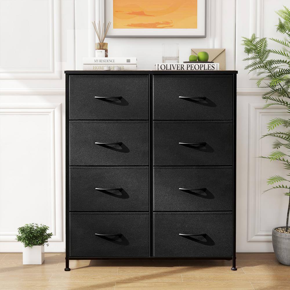 WONDER COMFORT Stylish Black 8 Drawer 11.8 in. Wide Chest of Drawers ...
