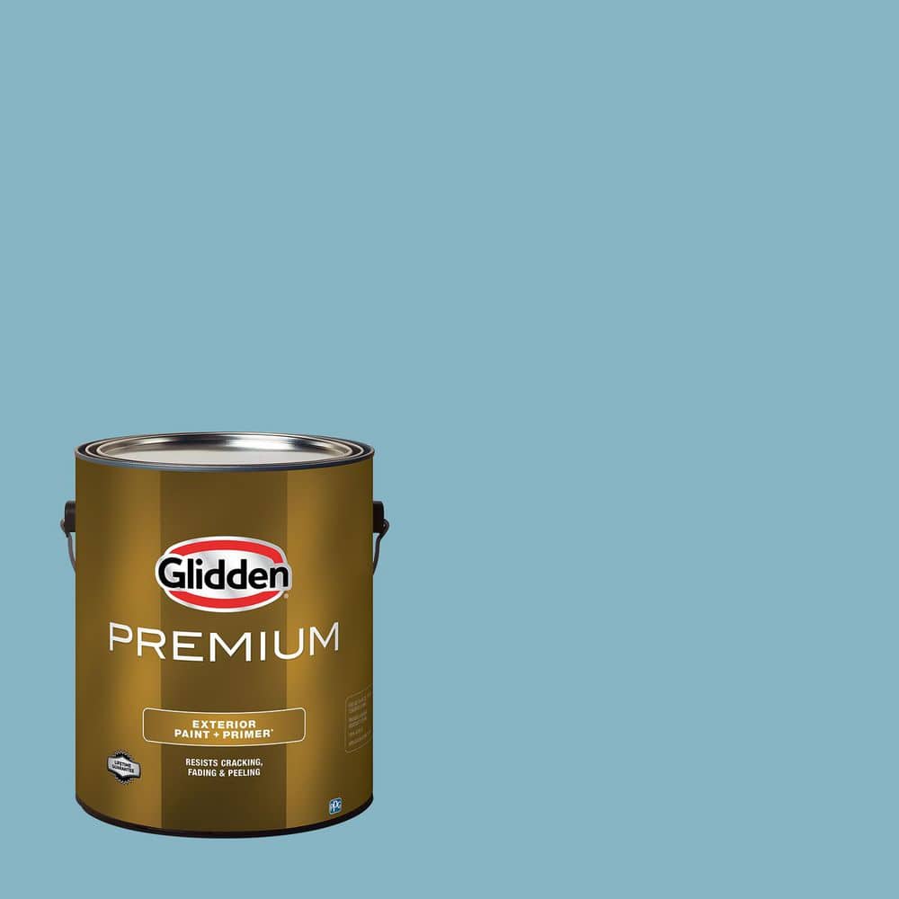 Glidden Premium 1 gal. PPG1151-4 Crystal Lake Flat Exterior Latex Paint ...