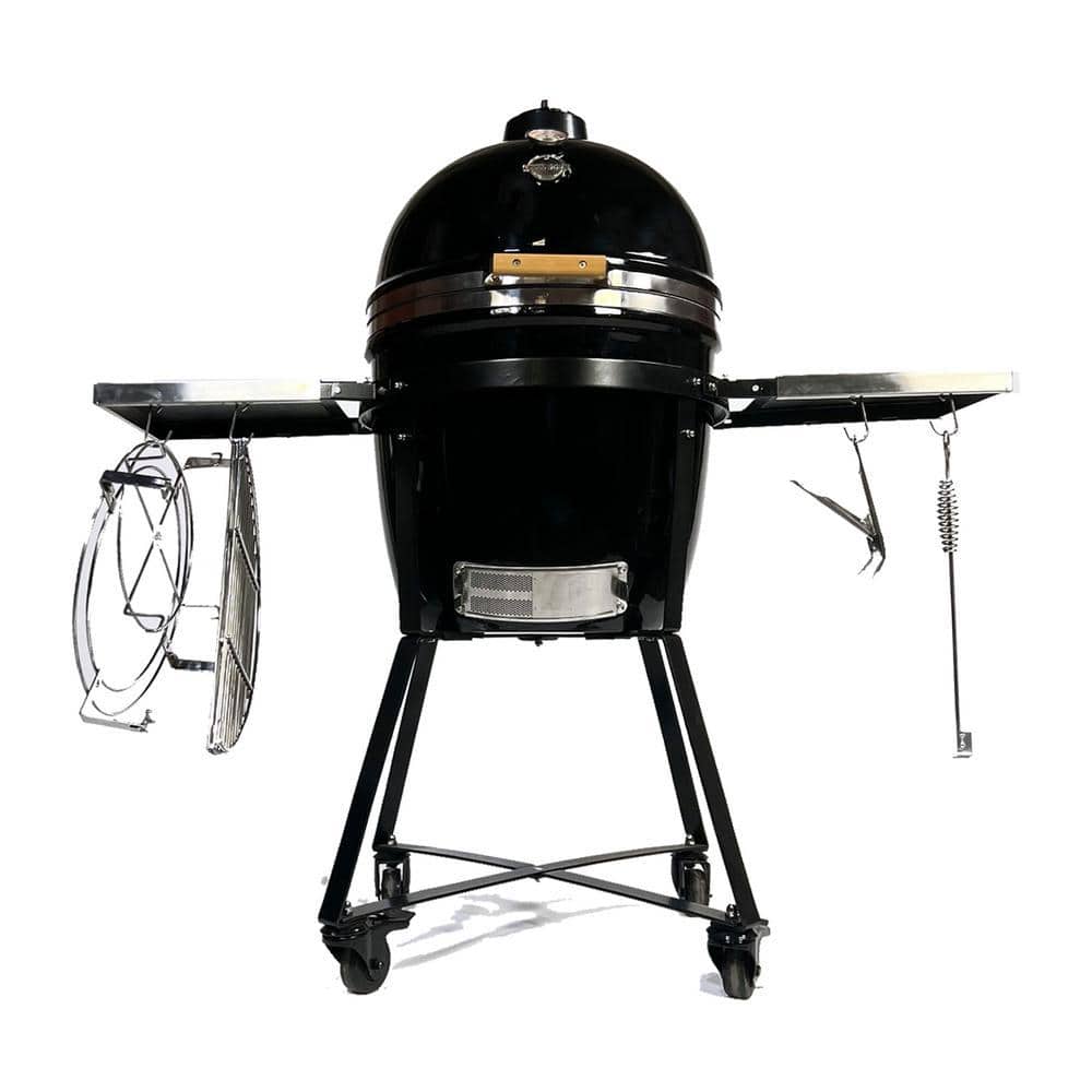 GRILL DOME 18 in. Large Infinity X2 Kamado Charcoal Grill in Black with Domemobile, Grill ...
