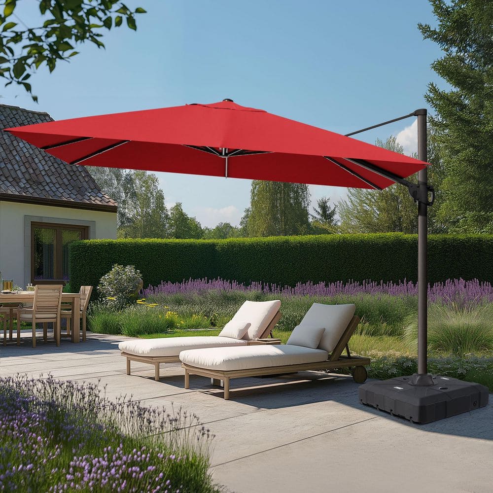Pellebant 12 ft. x 9 ft. Rectangular Aluminum Cantilever Patio Umbrella ...
