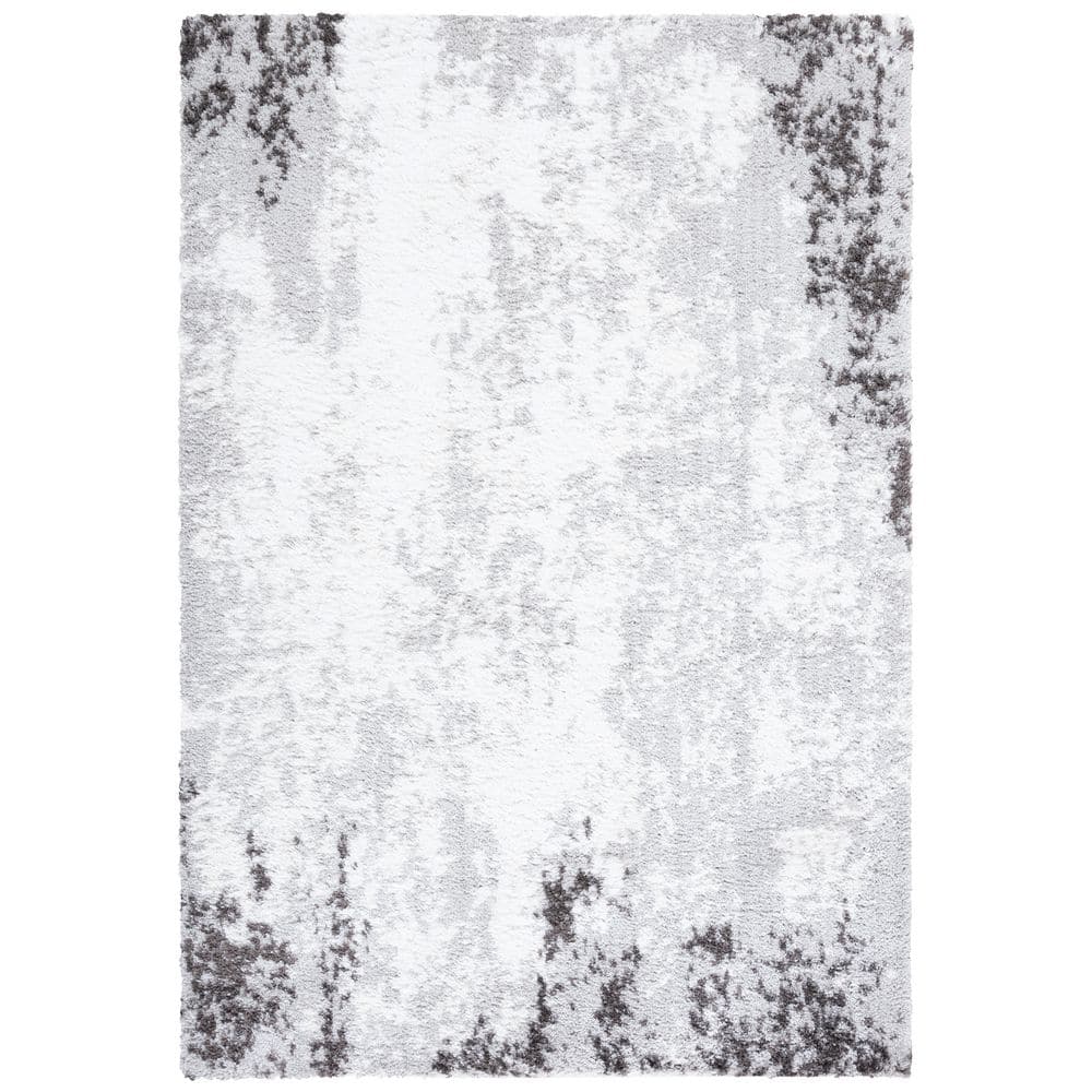 SAFAVIEH Berber Shag 8 ft. x 10 ft. Light Gray/Dark Gray Modern ...