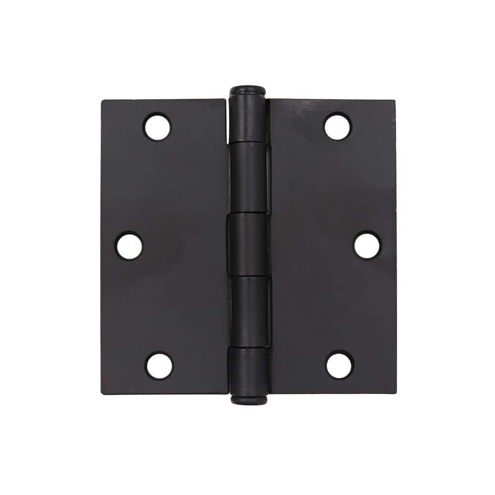Everbilt 3 in. Square Radius Matte Black Squeak-Free Door Hinge 28236 ...