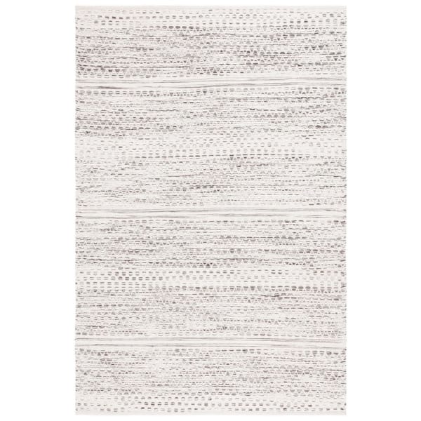 SAFAVIEH Kilim 4 ft. x 6 ft. Ivory/Brown Chevron Striped Area Rug ...