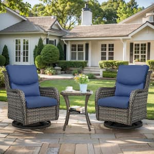 Pocassy Crescent Moon Gray 3-Piece Wicker Patio Conversation Deep ...