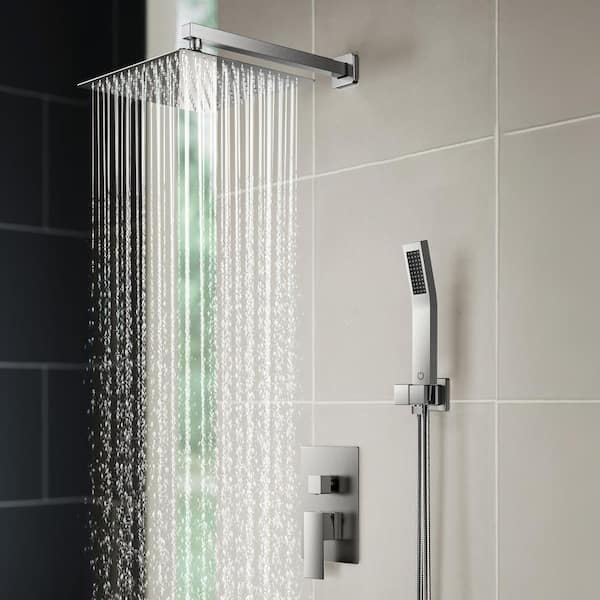 androme 10 in. 2-Jet High-Pressure Rainfall Shower System w/Square Head ...