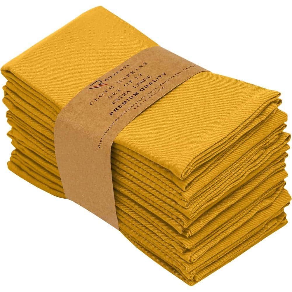 Afoxsos 18 in. x 18 in. Mustard Cotton Blend Table Cloth Napkin, Set of ...