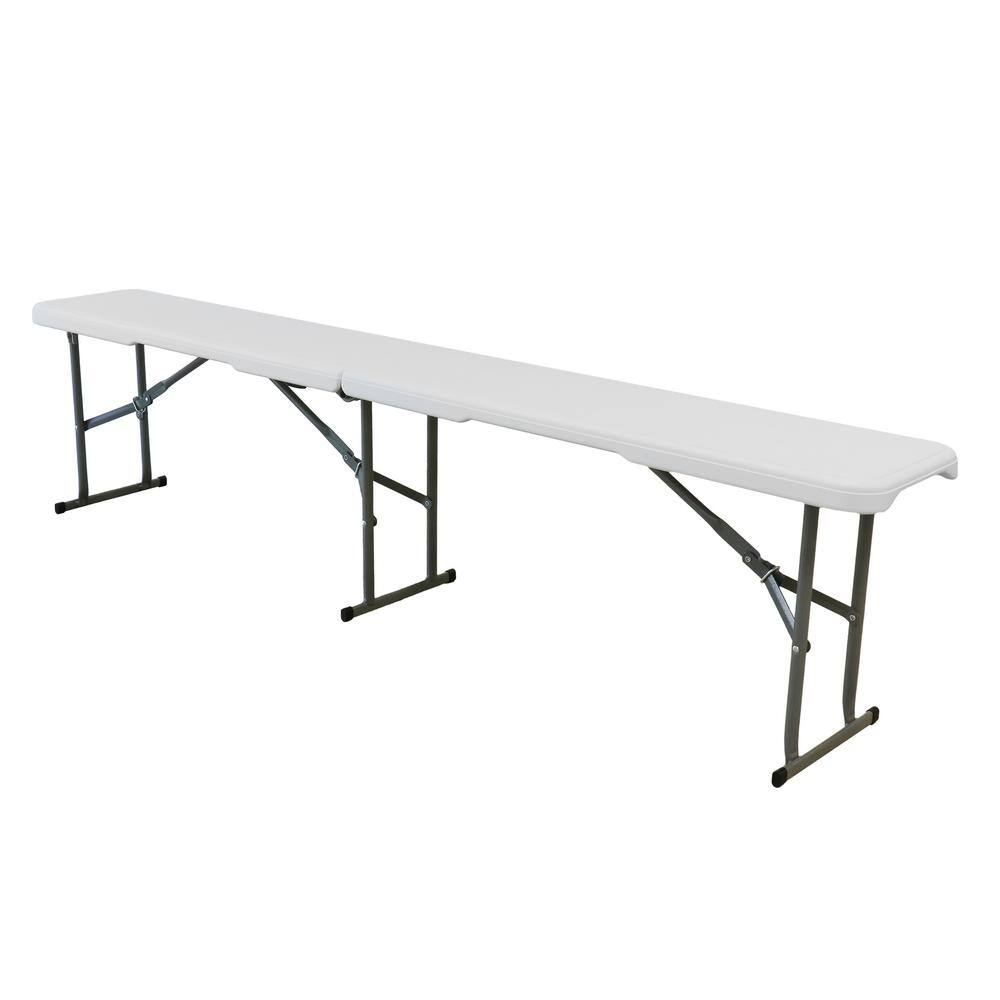 Elama 6 Foot Plastic Kitchen Prep Table Folding Bench in White ...