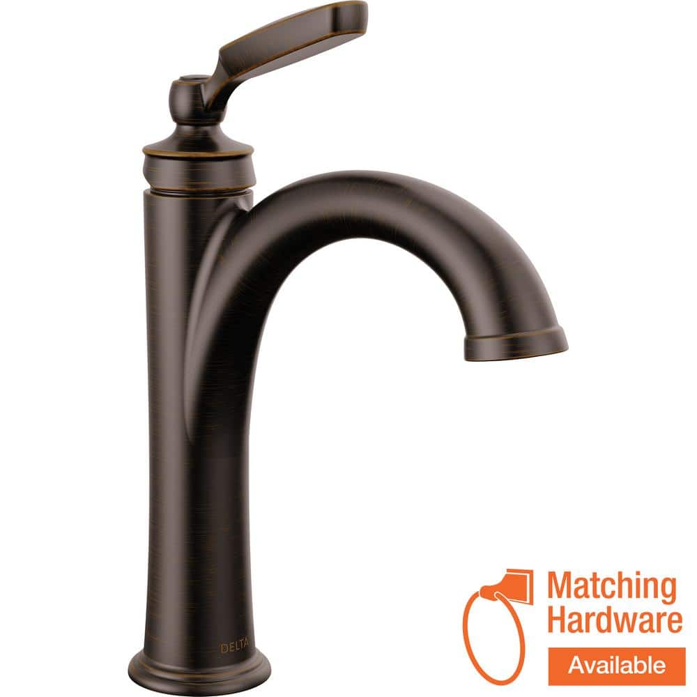 Delta Woodhurst Single Handle Single Hole Bathroom Faucet with Metal ...
