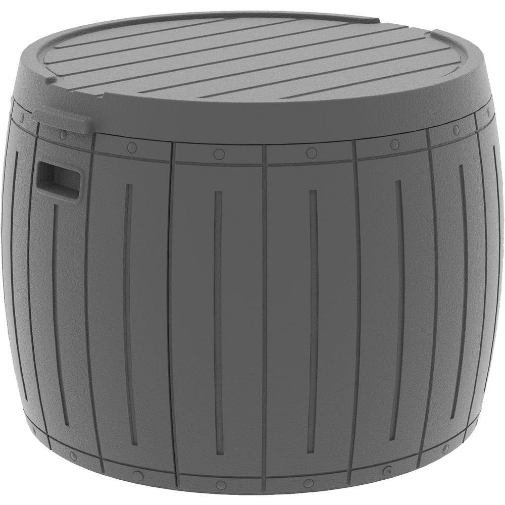 EasyUp 48 Gal. Black Round Resin Outdoor Storage Deck Box BSBCJYICMOG1 ...