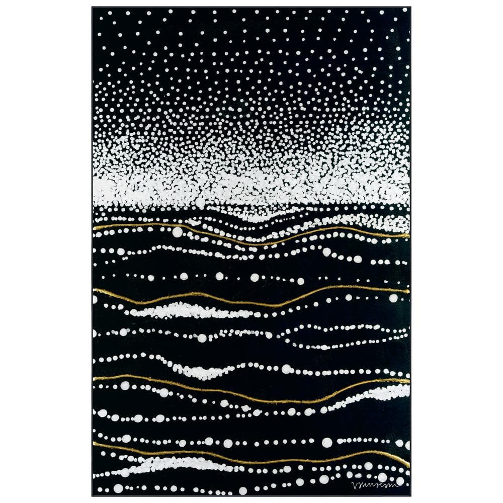 Empire Art Direct Black 5 ft. x 8 ft. Infinity Sands II Washable Black ...