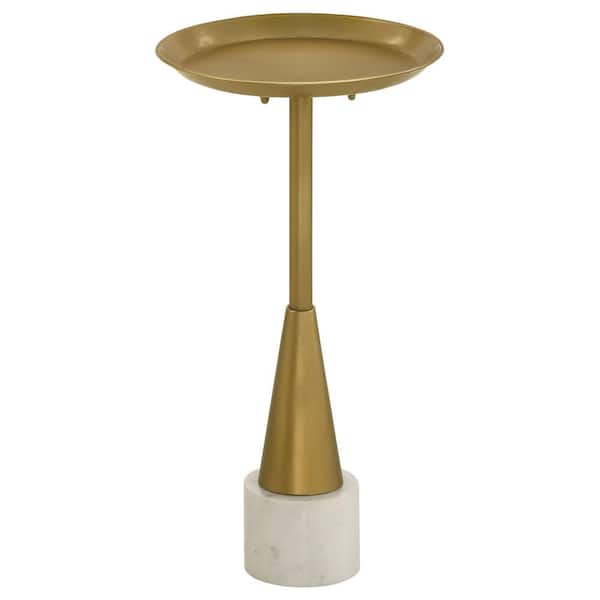 Coaster Alpine 12.25 in. White and Gold Round Metal End Table 936094 - The Home Depot