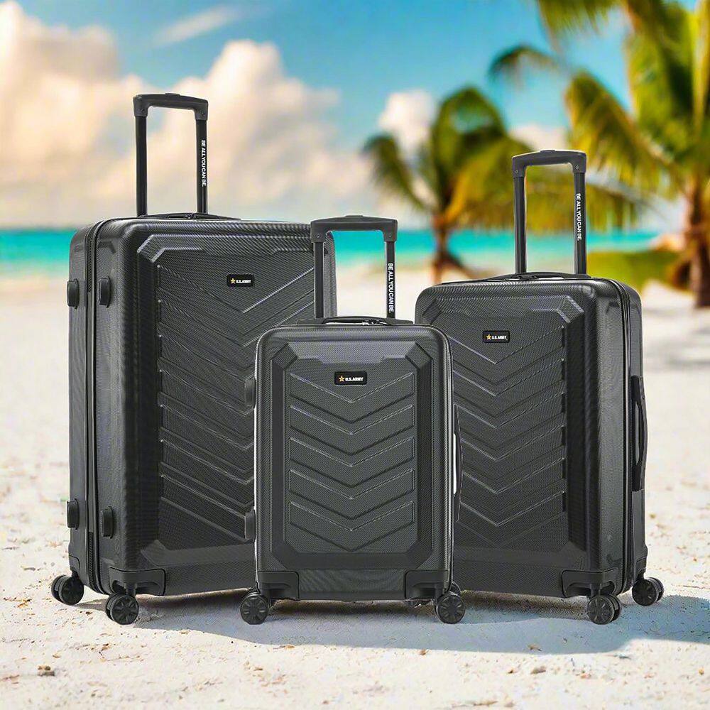 US ARMY U.S. Army FOX 3-Piece Luggage Set 20”/24”/28” Black USLFOXSML ...