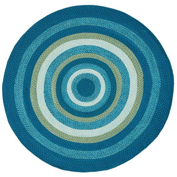 SAFAVIEH Braided Aqua/Green 4 ft. x 4 ft. Machine Washable Modern ...