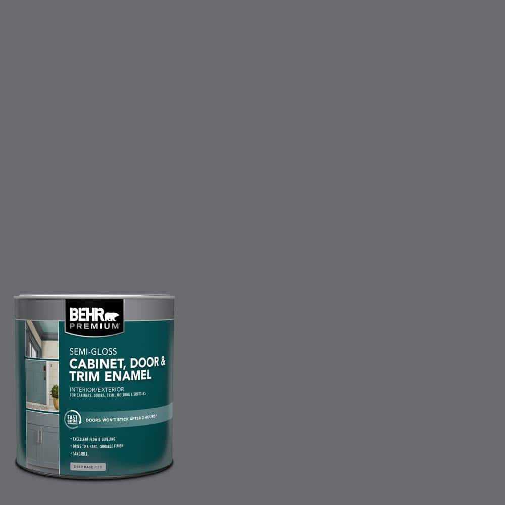 BEHR PREMIUM 1 qt. #PPF-49 Platinum Gray Semi-Gloss Enamel Interior ...