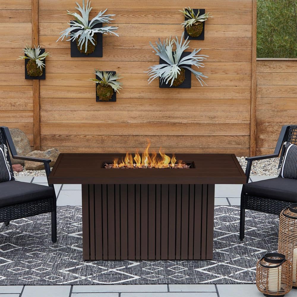 Real Flame Calvin 52 in. L x 24.5 in H Rectangle Metal Propane Fire Pit ...