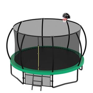 14 ft. Outdoor Recreational Trampoline with Basketball Hoop Enclosure ...
