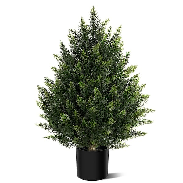 Vitalismo 2 ft. Artificial Topiary Cedar Tree, Faux Pine Shrub Plant ...