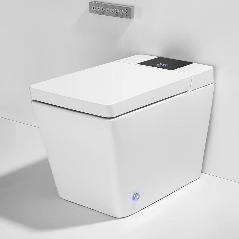 INSTER Square Smart Toilet Bidet 1.28 GPF in White with Auto Open ...
