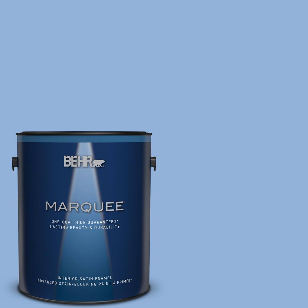 BEHR MARQUEE 1 gal. #580B-5 Cornflower Blue Satin Enamel Interior Paint ...