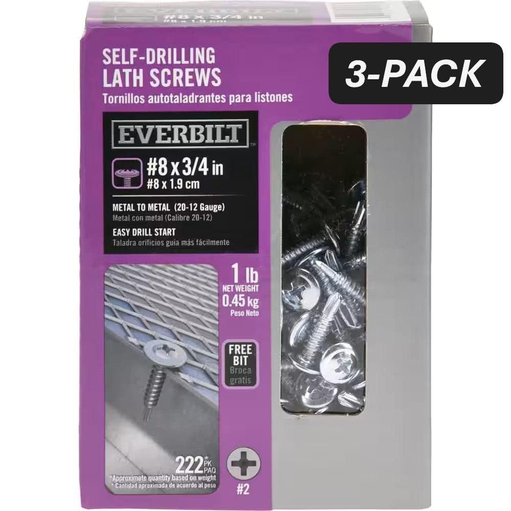 Reviews for Everbilt 3-Pack #8 x 3/4 in. Phillips Drive Truss Head Lath Self-Drilling Screw (3 ...
