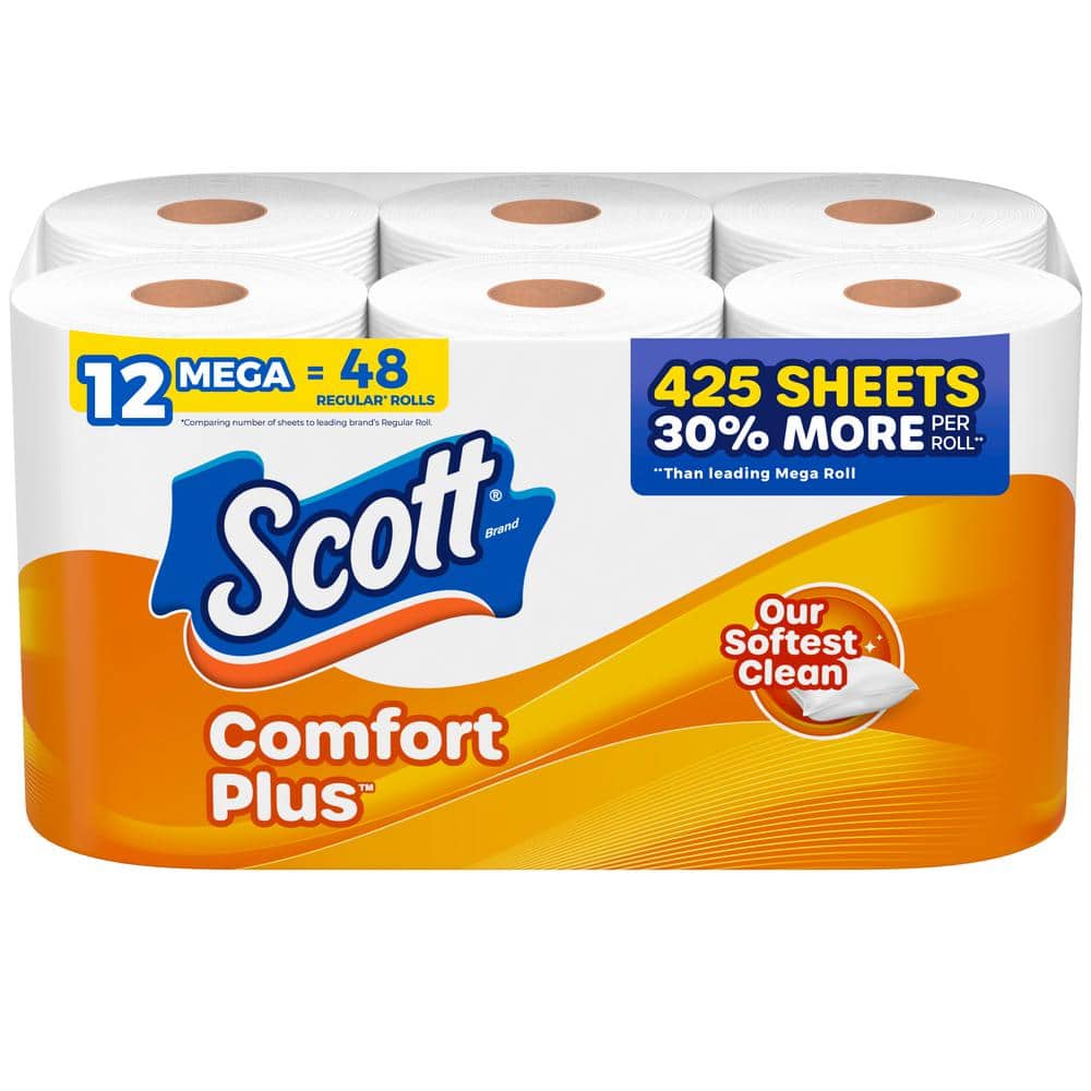 Scott Mega Roll Comfort Plus Toilet Paper (425 Sheets Per Roll 12 Rolls ...