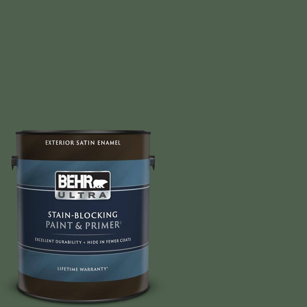 BEHR ULTRA 1 gal. #450F-7 Hampton Green Satin Enamel Exterior Paint ...