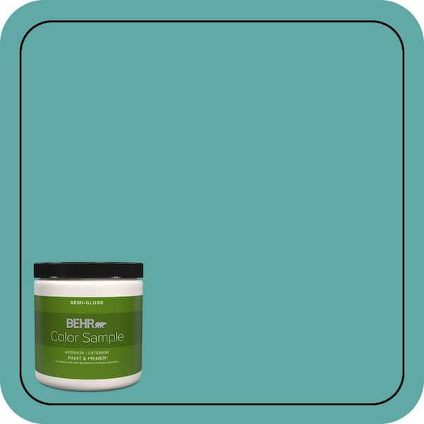 BEHR PREMIUM PLUS 8 oz. #500D-5 Teal Zeal Semi-Gloss Interior/Exterior ...