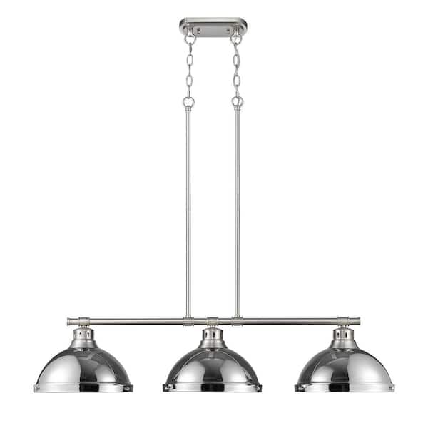 Golden Lighting Duncan 300-Watt 3-Light Pewter Pendant Light with Steel ...