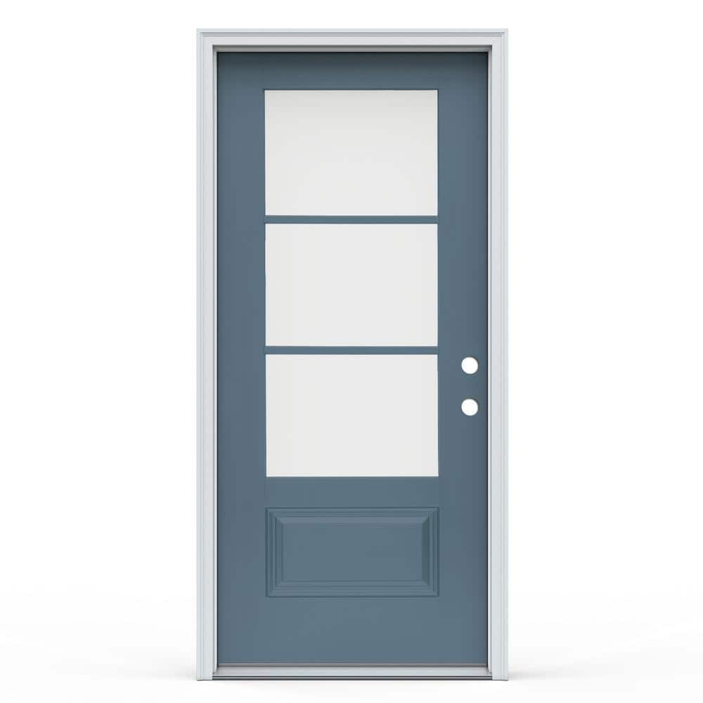 JELD-WEN 36 in. x 80 in. 1-Panel Left Hand Inswing 3-Lite Clear Colony ...