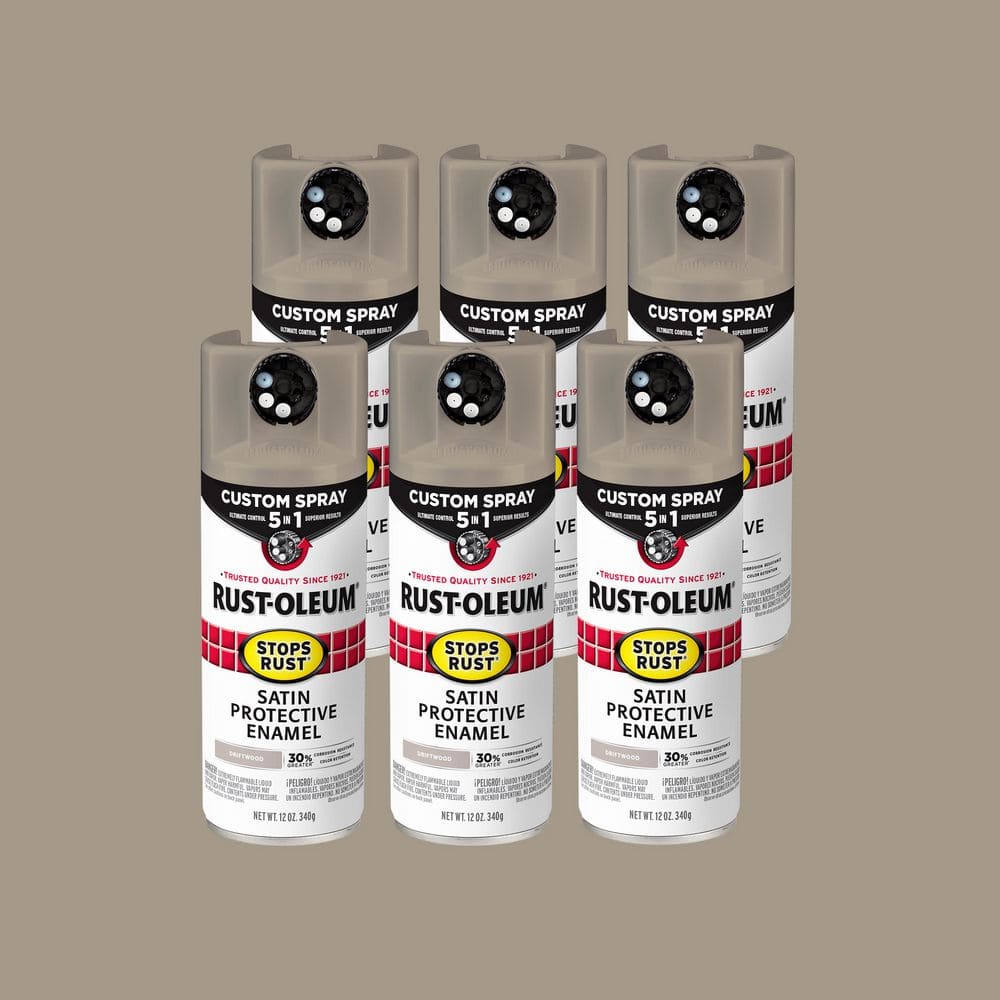 Rust-Oleum Stops Rust 12 oz. Custom Spray 5-in-1 Satin Driftwood Spray ...
