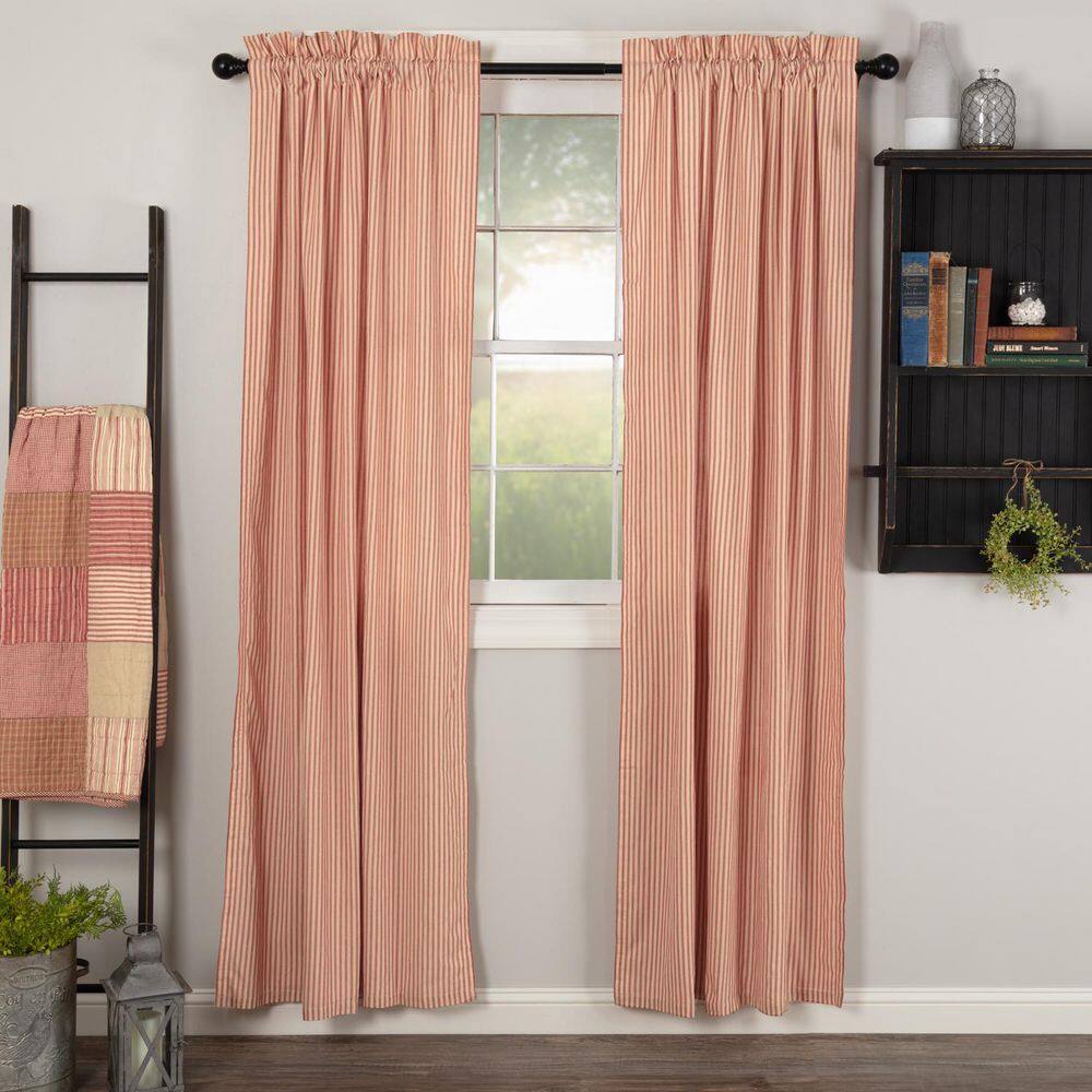VHC BRANDS Sawyer Mill Red 40 in W x 84 in L Ticking Stripe Light ...