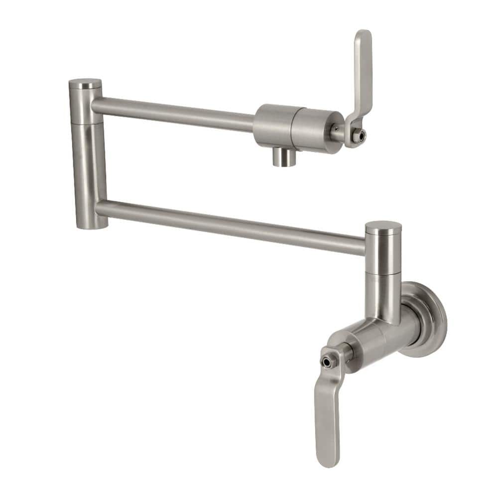 Kingston Brass Whitaker Wall Mount Pot Filler Faucet in Brushed Nickel ...