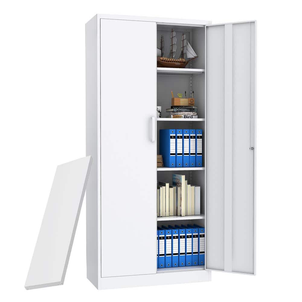 LISSIMO Storage Cabinet 36 in. W x 72 in. H x 18 in. D 4 Shelves Metal ...