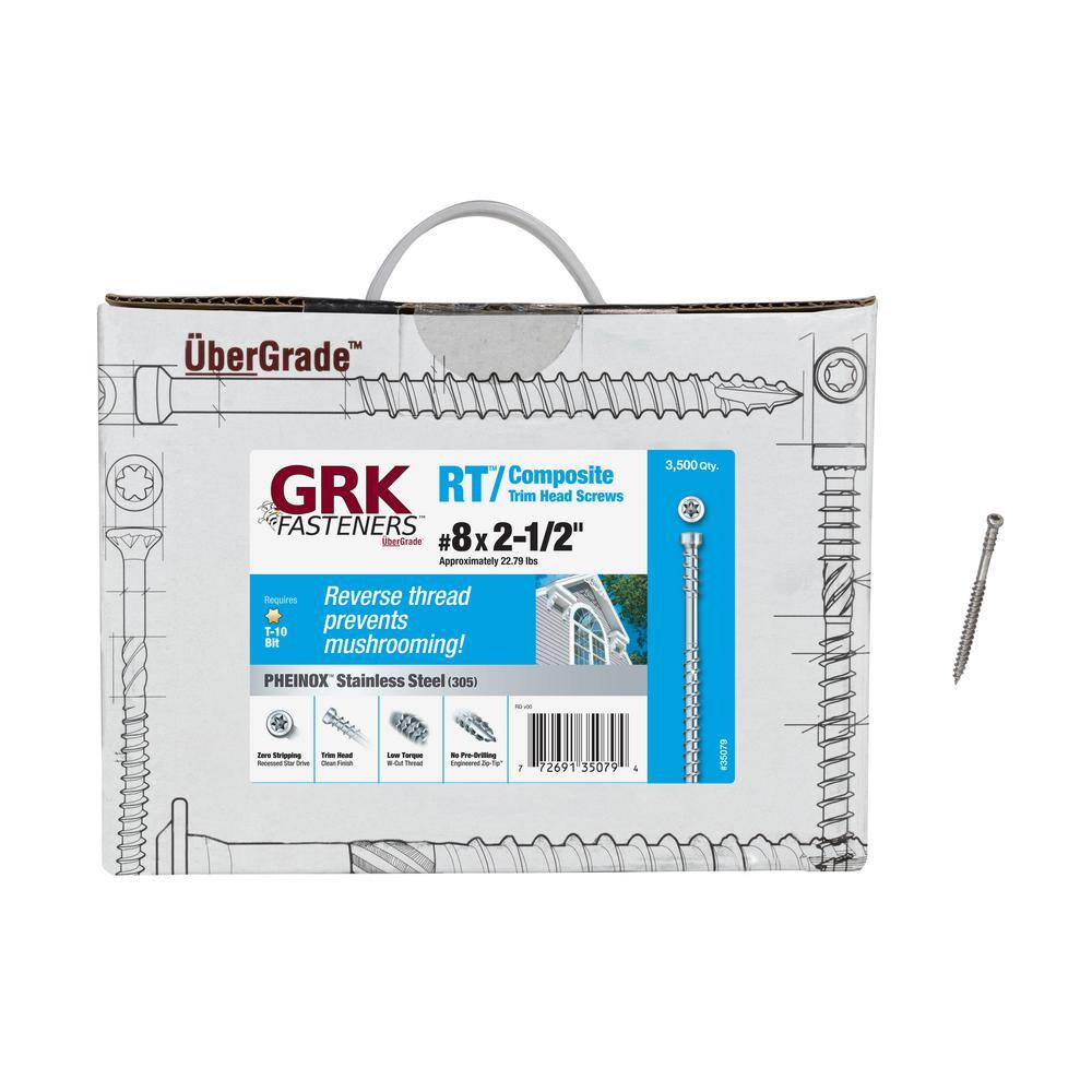 GRK Fasteners #8 x 2-1/2 in. Pheinox Stainless Steel Star Drive Trim ...