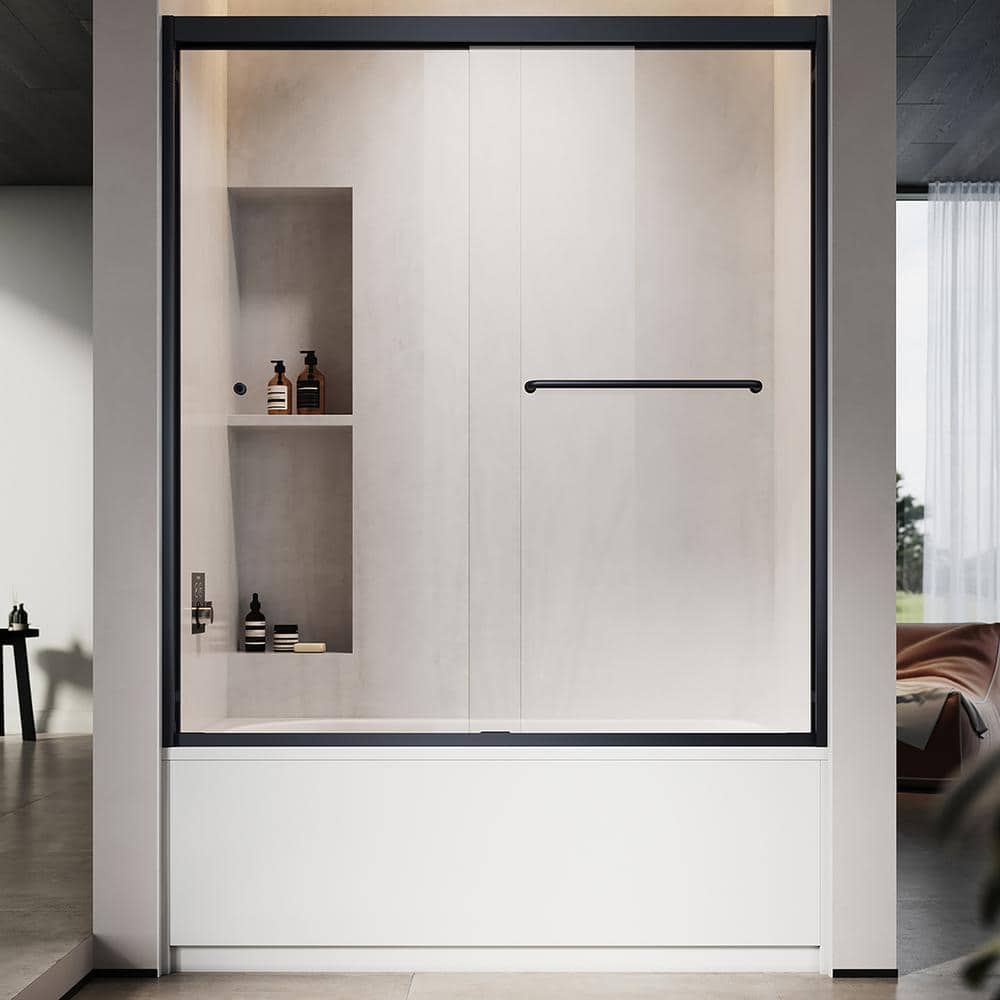 UNIKOO UKD06 56 to 60 in. W x 60 in. H Double Sliding Semi-Frameless ...