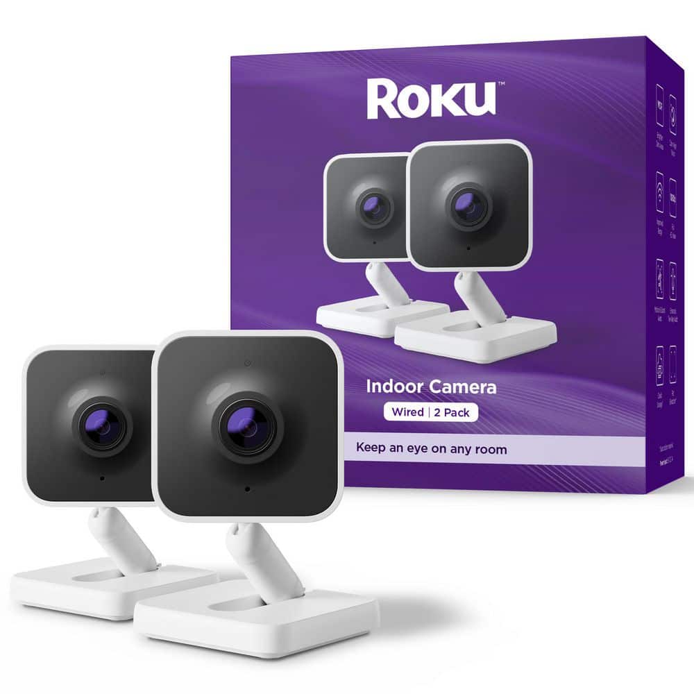 Roku Indoor Camera Home Security Wired Plug-in Security Camera with ...