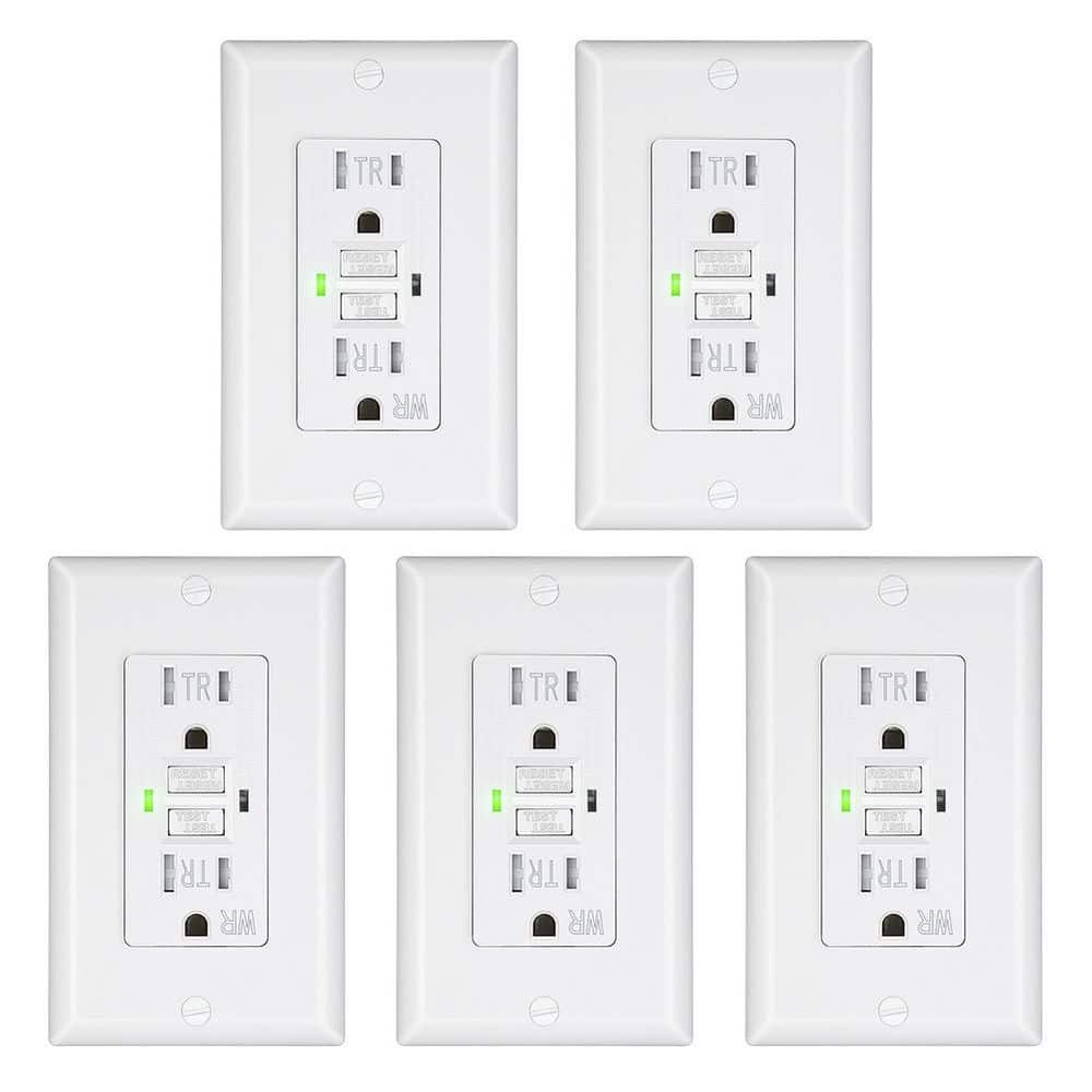 DEWENWILS 5-Pack GFCI Outlet 15Amp,Weather-Resistant(WR), Tamper ...