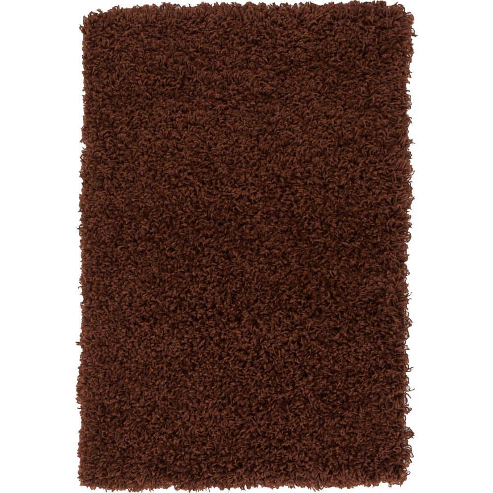 Unique Loom Solid Shag Chocolate Brown 2 ft. x 3 ft. Area Rug 3136092 ...
