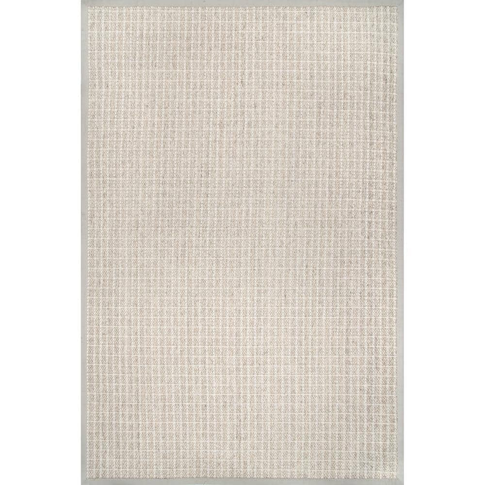 nuLOOM Millie Sisal Striped Border Ivory 5 ft. x 8 ft. Indoor Area Rug ...