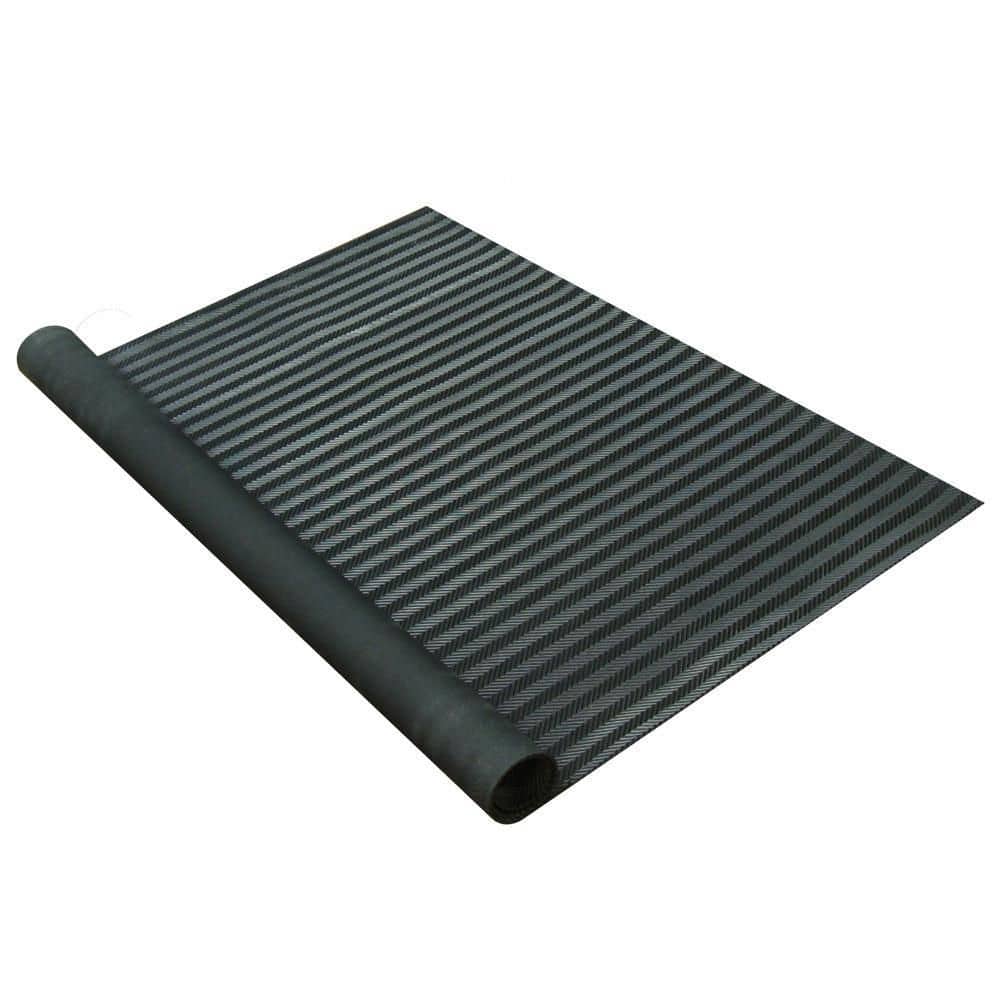 Rubber-Cal Fish-Bone 3 ft. x 7 ft. Black Thermoplastic Rubber Garage ...