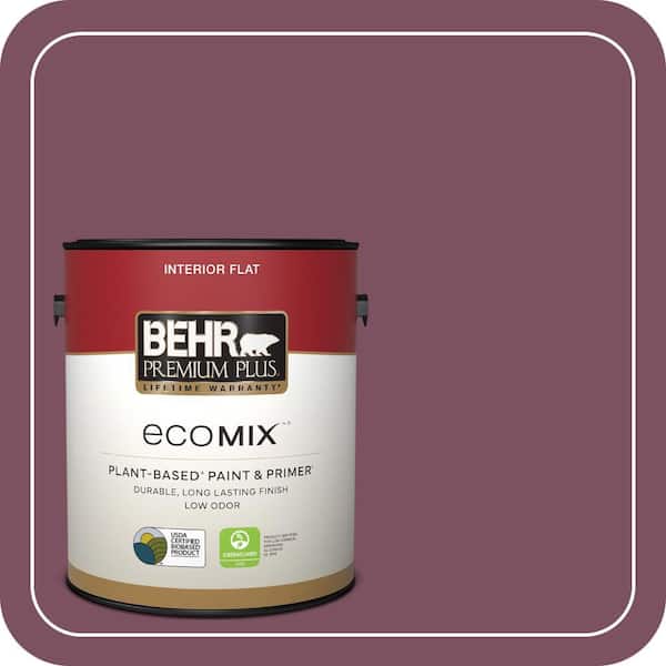 BEHR PREMIUM PLUS 1 gal. #PPU1-19 Classic Berry Flat EcoMix Plant-Based ...