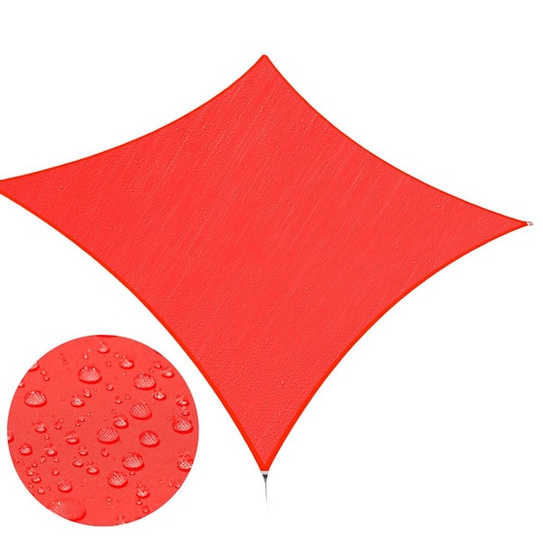 ROYAL SHADE Waterproof 9.5 ft. x 9.5 ft. Square Shade Sail - Red RS ...