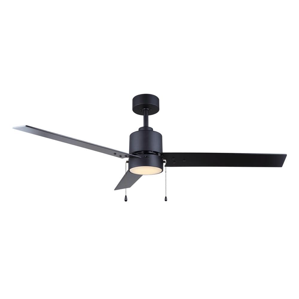 CANARM Juniper 52 in. Indoor Matte Black Standard Ceiling Fan with Soft ...