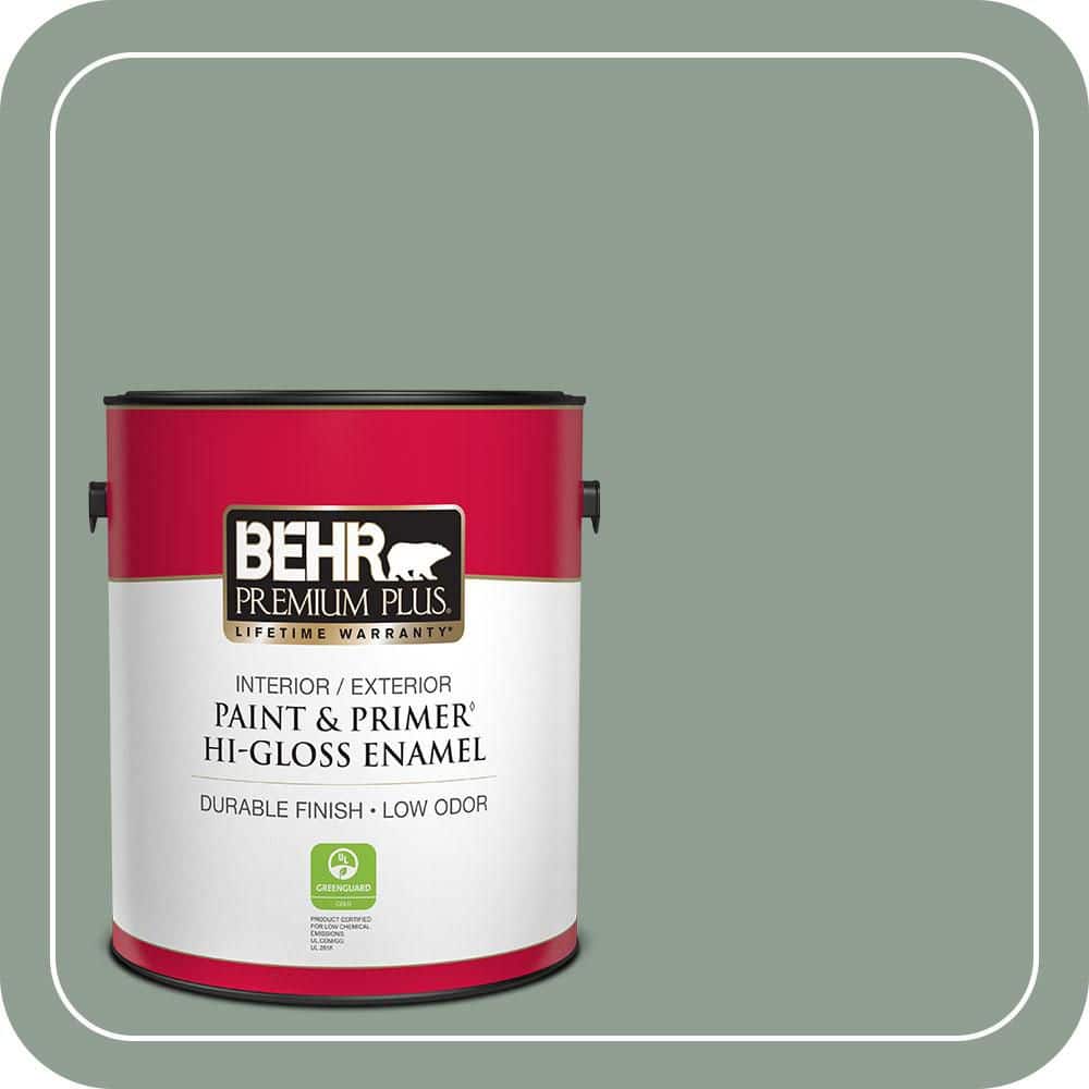 BEHR PREMIUM PLUS 1 gal. #ICC-104 Balsam Fir Hi-Gloss Enamel Interior ...