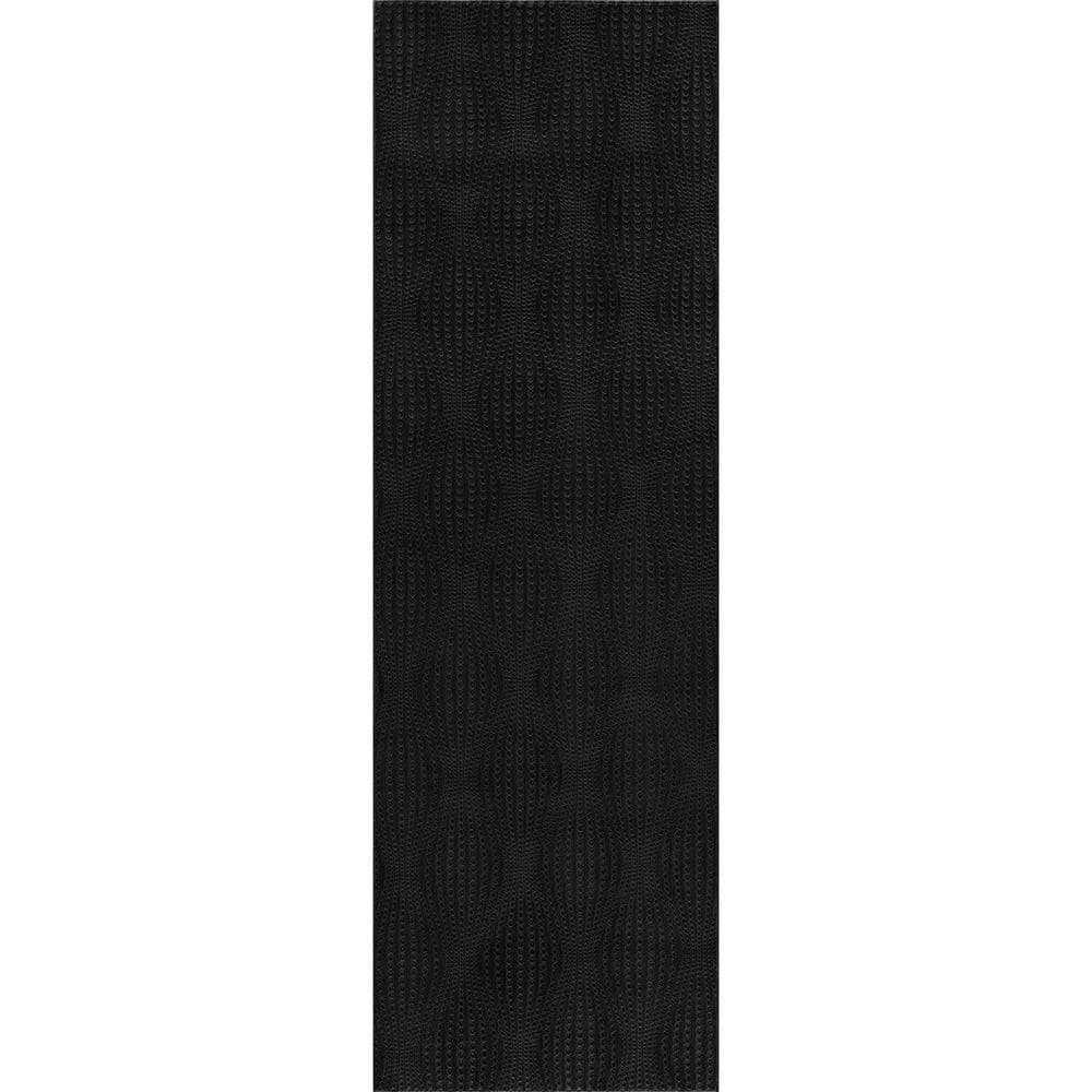 Beverly Rug Serenity Black 2 ft. x 7 ft. Solid Modern Non Skid Soft ...