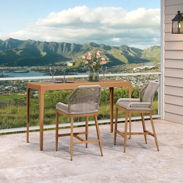 PURPLE LEAF Modern Aluminum Rectangle Counter Height Top Table and ...