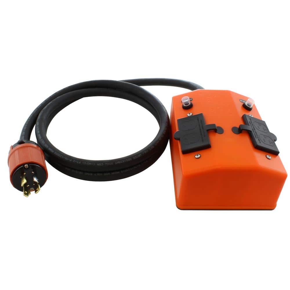 AC WORKS 25 ft. Nema L14-30 4-Prong 30A Generator Locking Plug to PDU ...